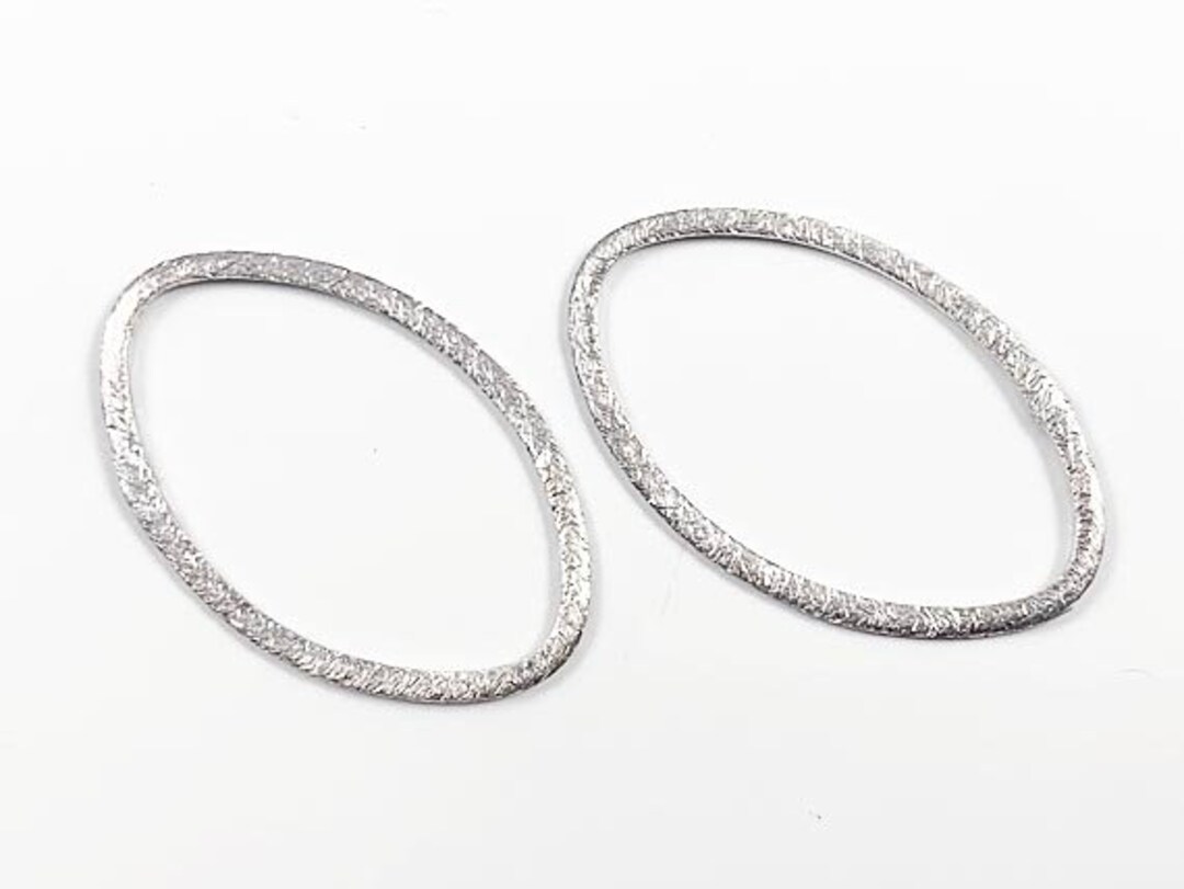 2 Pc Oval Link Connector Sterling Silver 25 X 15mm, Brushed Matte ...