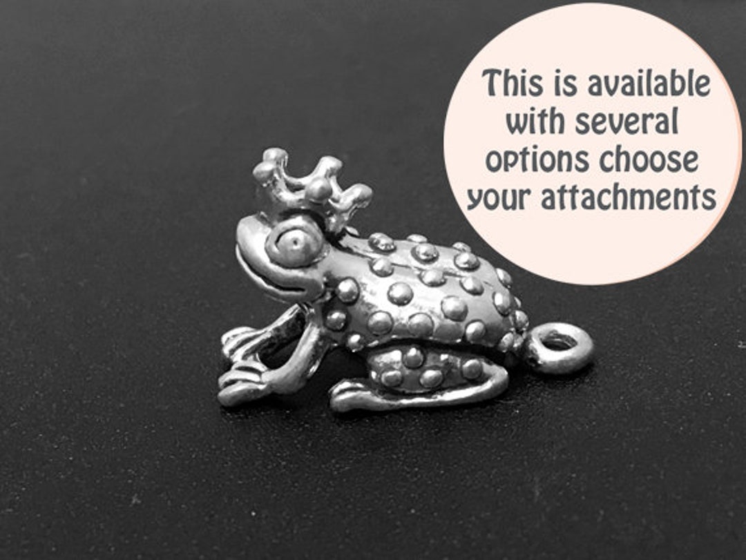Frog Prince Charm Sterling Silver 18mm, Silver Animal Charms, Sterling ...