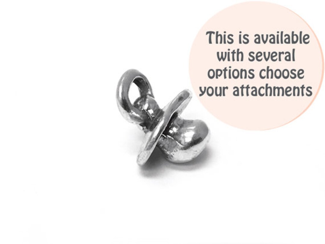 Pacifier Charm Sterling Silver 13mm, Silver Baby Charms, Sterling ...