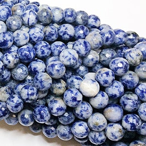 8mm Indigo Blue Agate Faceted Round Gemstone Beads Strand - Full Strand ...