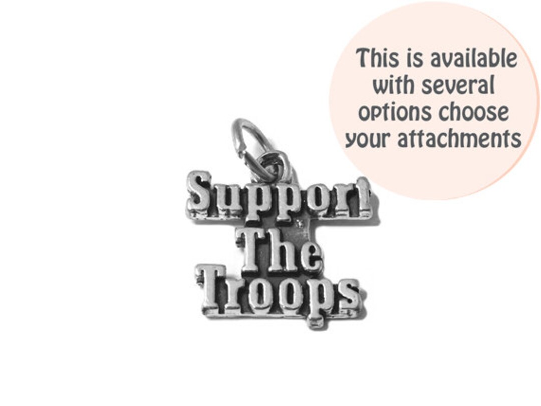Support the Troops Charm Sterling Silver 17mm, Silver Military Charms ...