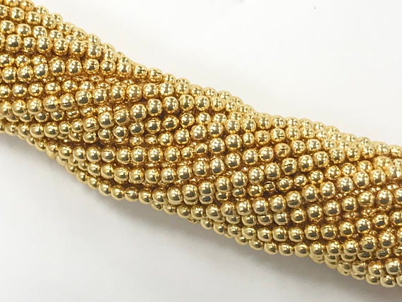 2.5mm Round Gold Bead Strand 24kt Gold Plated Over Copper Non - Etsy