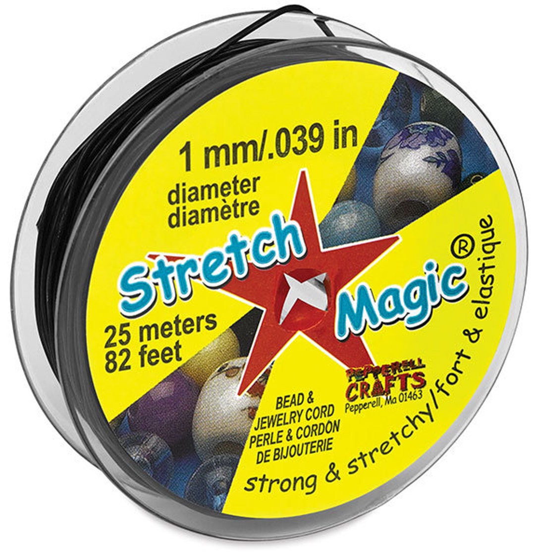 Stretchy Cord 1mm 25 Meter BLACK Stretch Magic 25 M 82 Feet 1mm 0.039 ...