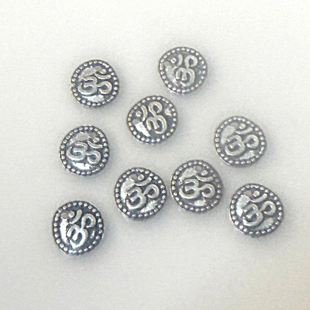 10pc Tierracast Om Ohm Coin Charm 10.5mm Antique Silver Finish ...