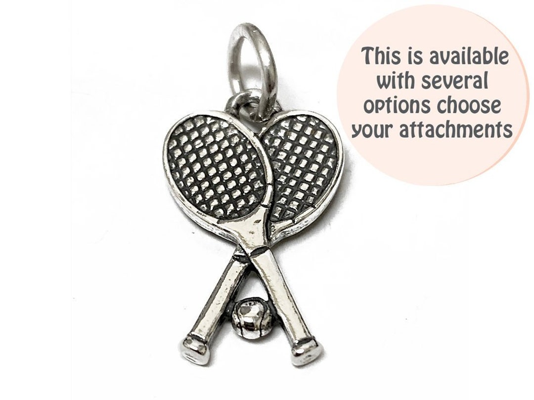 Sterling Silver Tennis Rackets With Ball Charm 19.5mm, Marked .925 ...