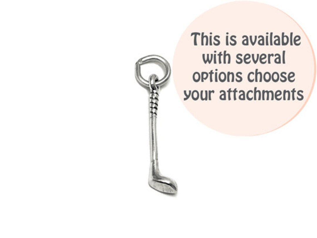 Golf Club Charm Sterling Silver 22.5mm, Silver Golf Charms, Sterling ...