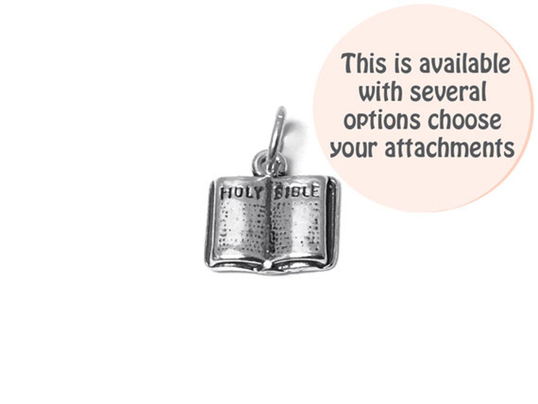 Holy Bible Charm Sterling Silver 13mm, Silver Bible Charms, Sterling ...