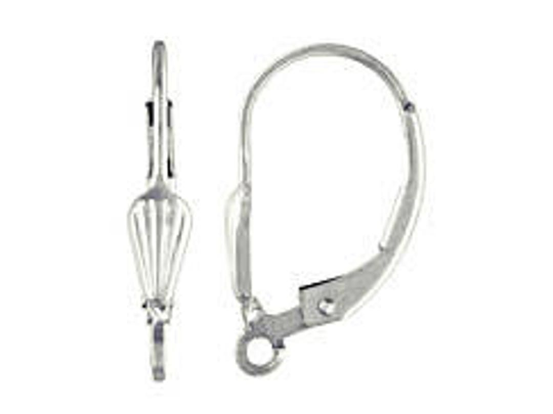1 Pair Lever Back Ear Wires 15.5mm Sterling Silver Shell Leverback ...