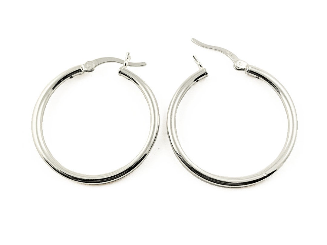 28mm Silver Hoops 925 Sterling Silver 2mm X 28mm Hoop Earrings - Etsy