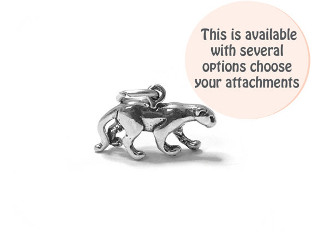 Florida Panther Charm Sterling Silver 10.5mm, Silver Animal Charms ...
