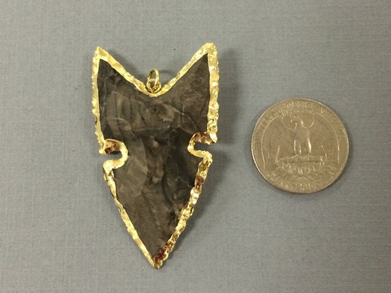 Fancy Arrowhead Jasper , Gold Plated Edged, Hand Made Pendant 1.7 Inch ...