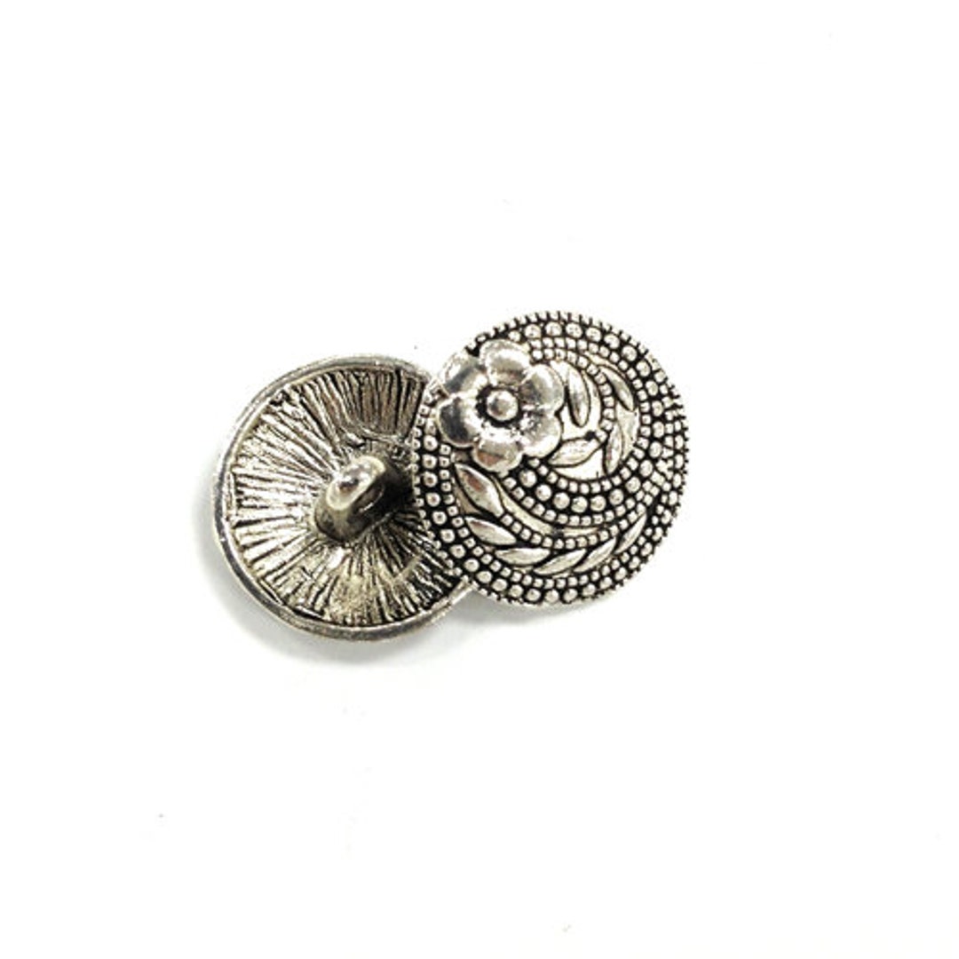 10 Buttons Silver Pewter 17mm Button Clasp Antique Silver, Button Clasp ...