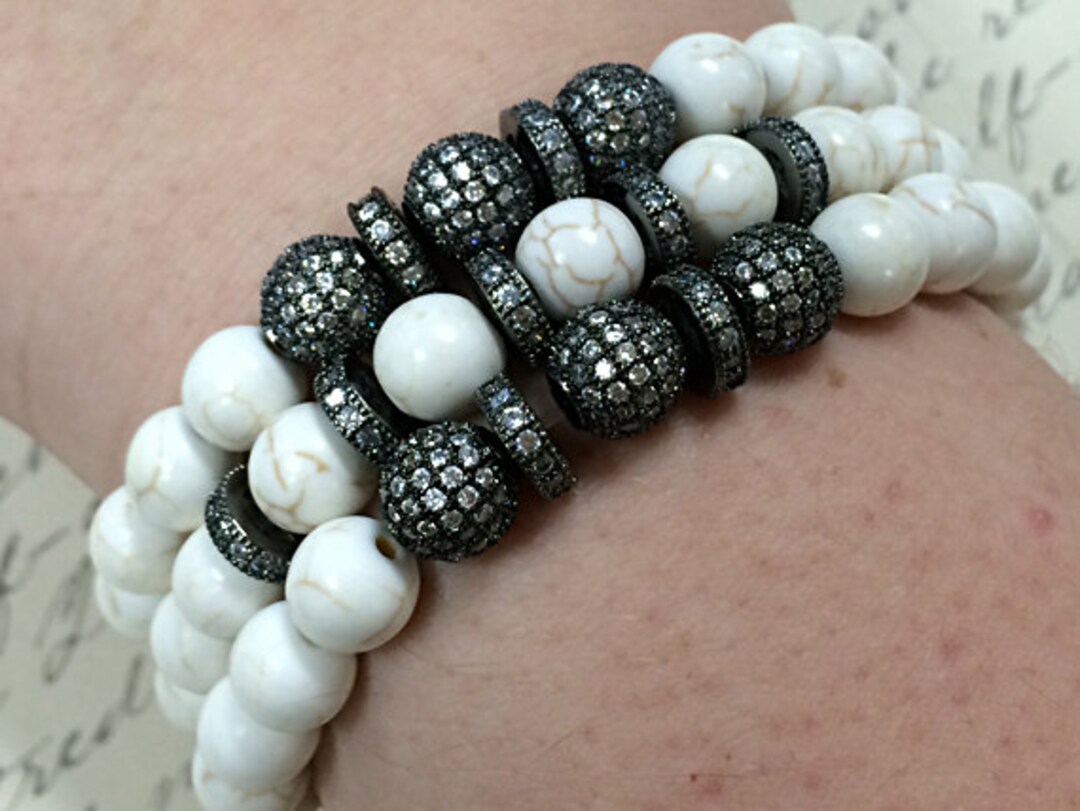 10mm Micro Pave Rondelle Wheel Spacers, Crystal Cubic Zirconia Gun ...