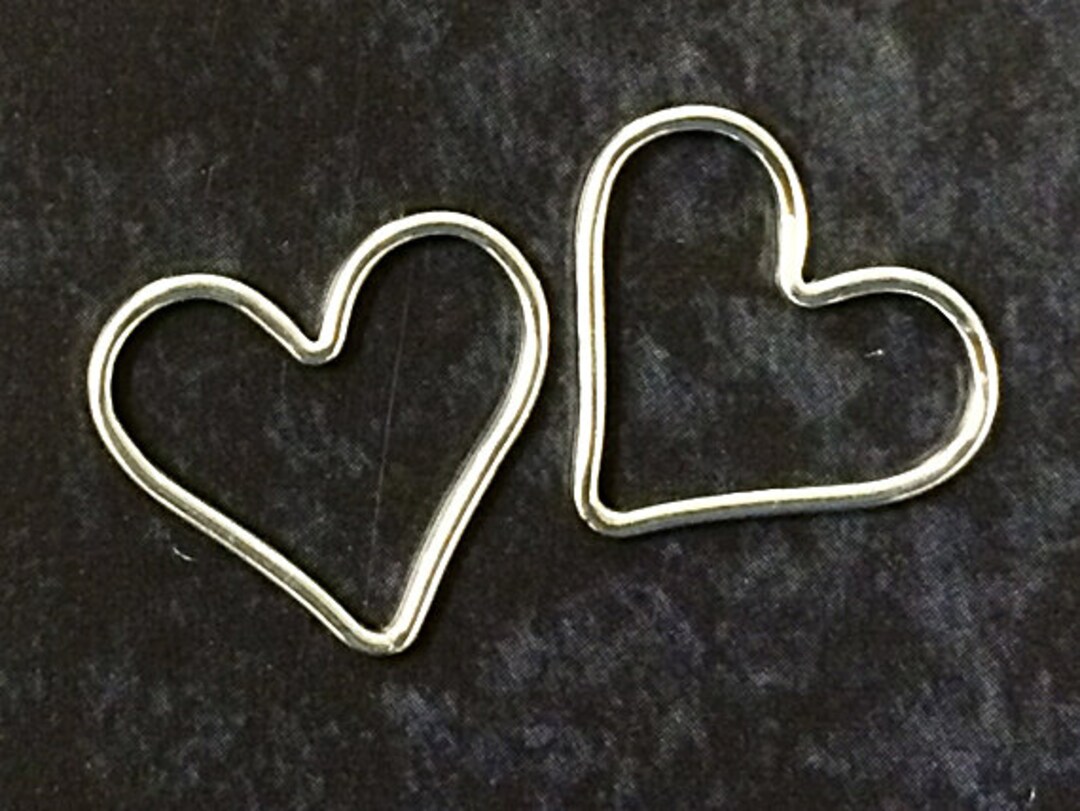 1pc 15.5mm Sterling Silver Heart Charm , Open Heart Link Connector, 19 ...