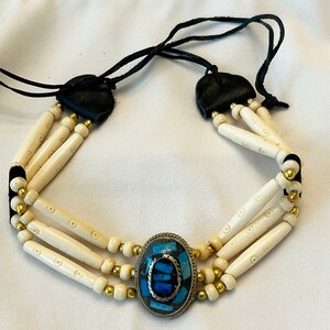 Handmade 3 Line Carved Camel Buffalo Bone Hairpipe Traditional Native ...