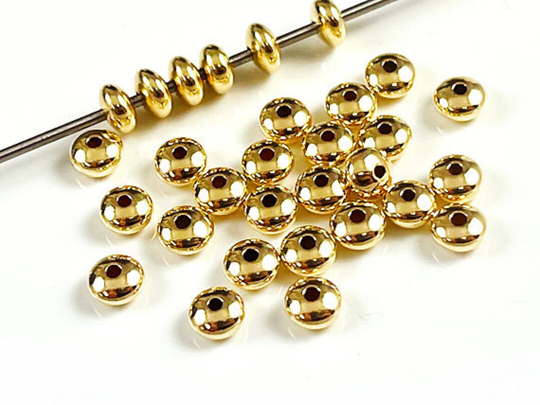 10 Pc 14K Gold Filled Rondelle Beads 4.4mm, 1mm Hole Wholesale 14K Gold ...