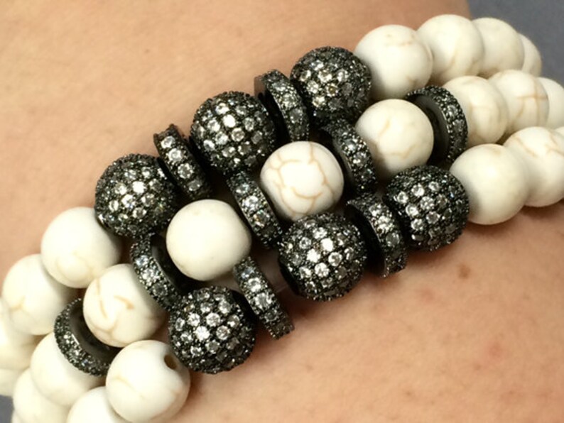 8mm Micro Pave Crystal Cubic Zirconia Rondelle Wheel Spacers | Etsy