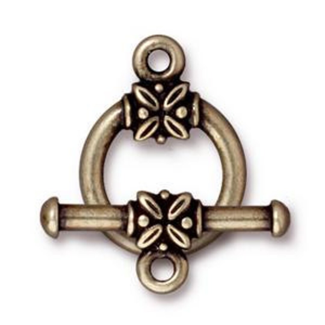 3 Sets Large Leaf Toggle Clasps 17mm Round 25mm Bar Oxidized Brass ...