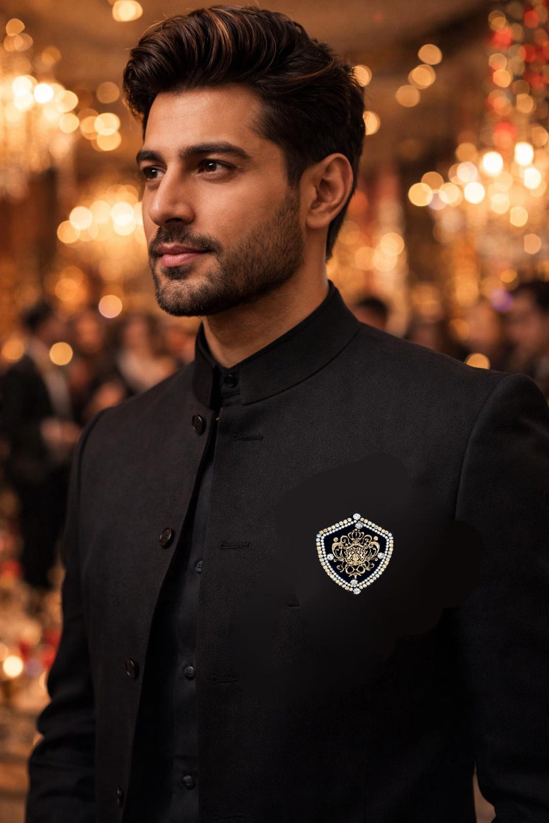 Shield Lapel Pin for Men 2.5" X 3" Sherwani Blazer Pocket Shield ...