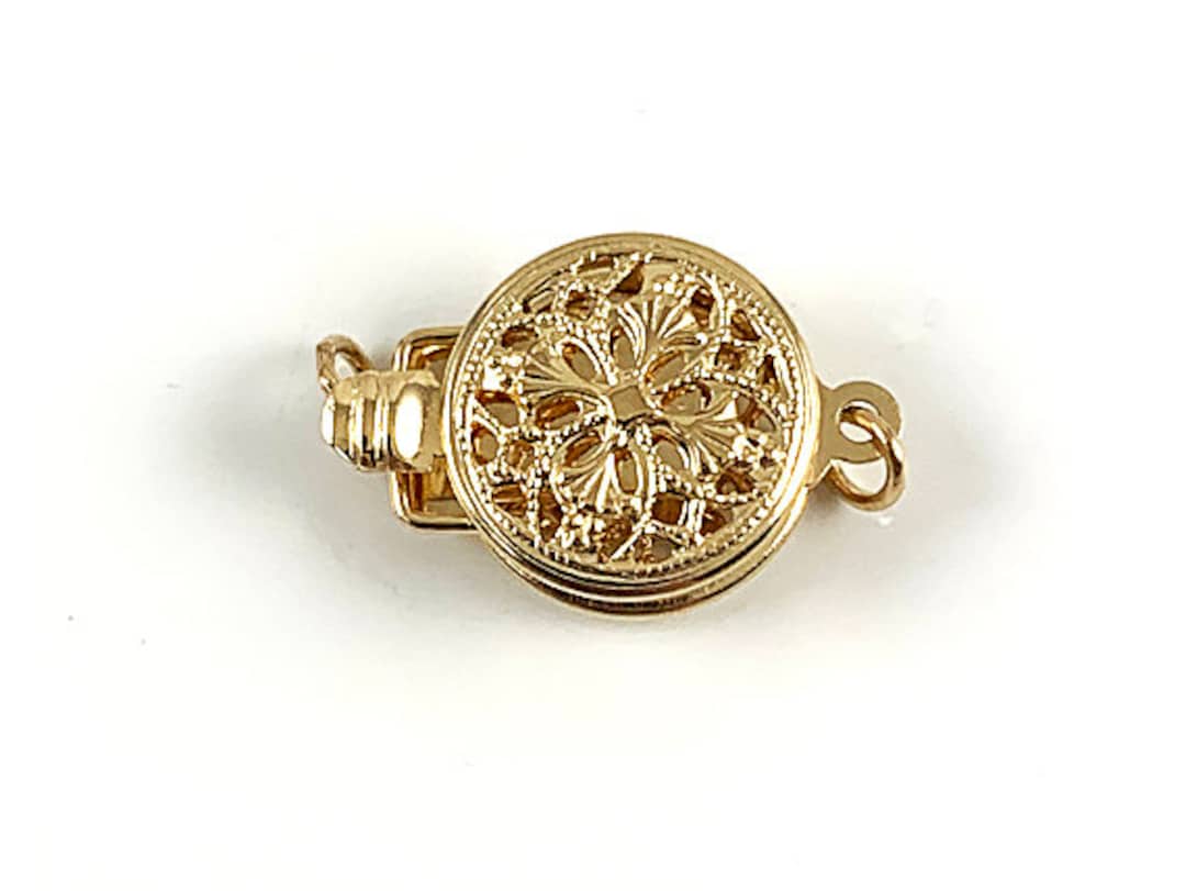 1 Pc 14K Gold Filigree Clasp 1-strand Fancy Clasp, 14K Gold Small ...