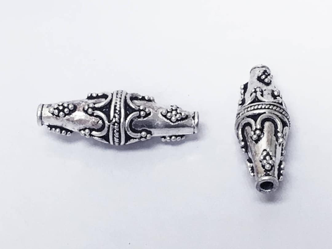 1pc Bali Silver Beads Antiqued, Bali Style Silver Beads, 25x9mm 1.5mm ...