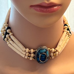 Handmade 3 Line Carved Camel Buffalo Bone Hairpipe Traditional Native ...