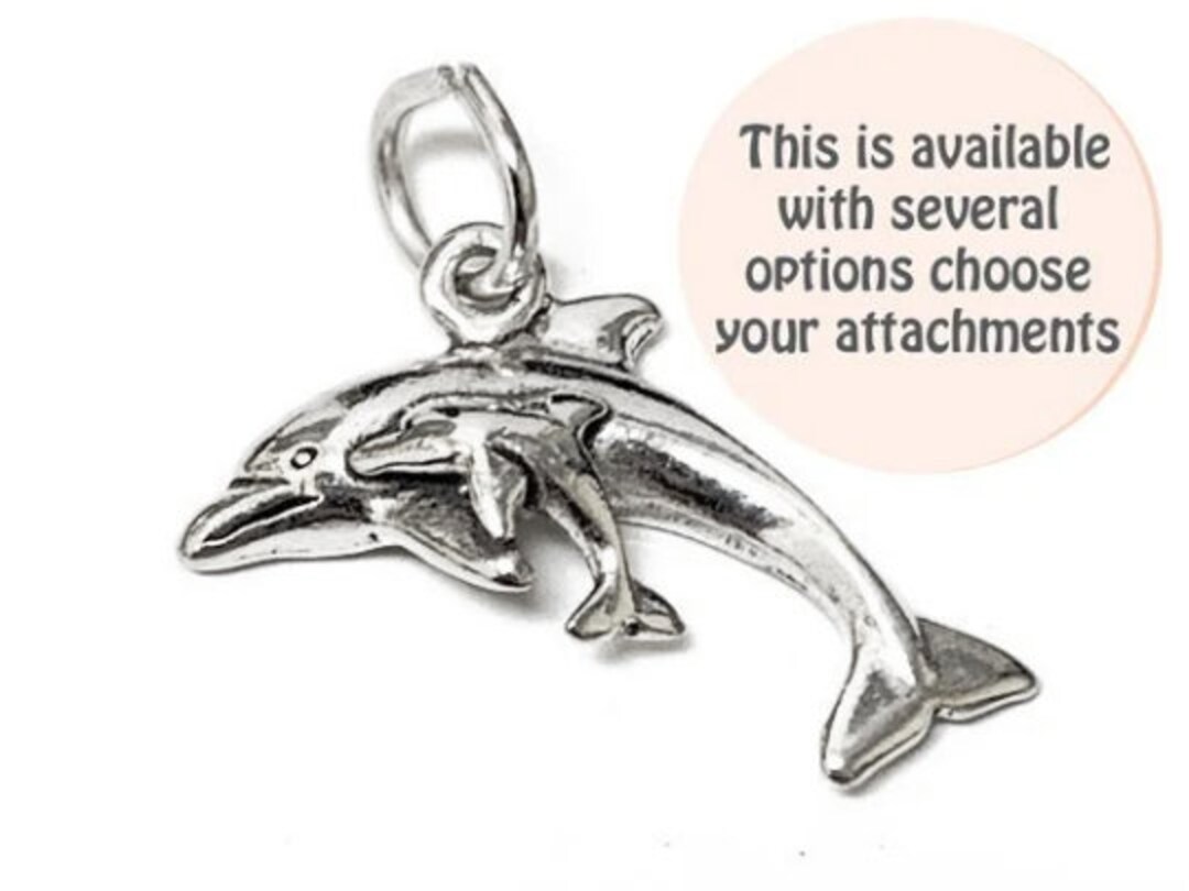Sterling Silver Dolphin Family Charm 13mm, Silver Sea Charms, .925 ...