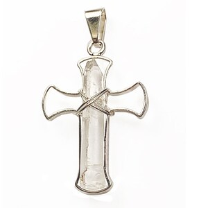 Crystal Quartz Cross With Silver Bezels - Handmade Cross Religious ...