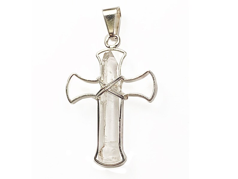 Crystal Quartz Cross With Silver Bezels Handmade Cross - Etsy