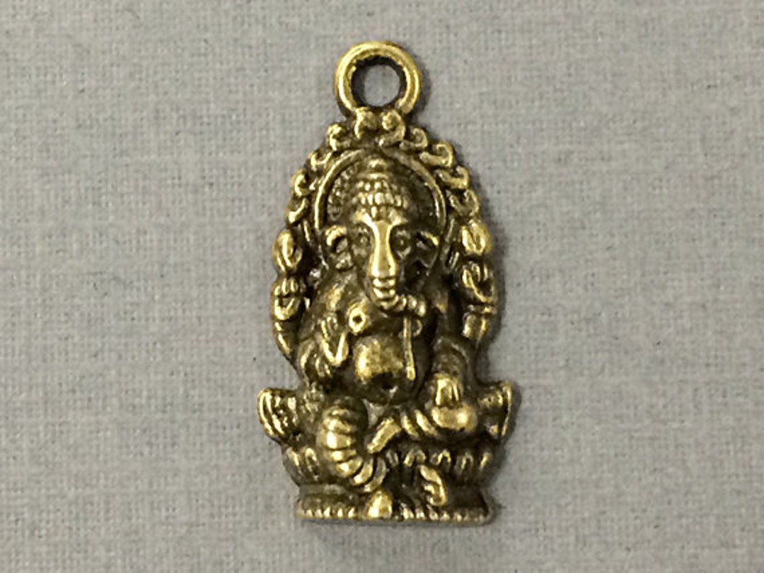Ganesh Ganesha Charms Pendant, Antique Brass Finish, 1" Tibetan Brass ...