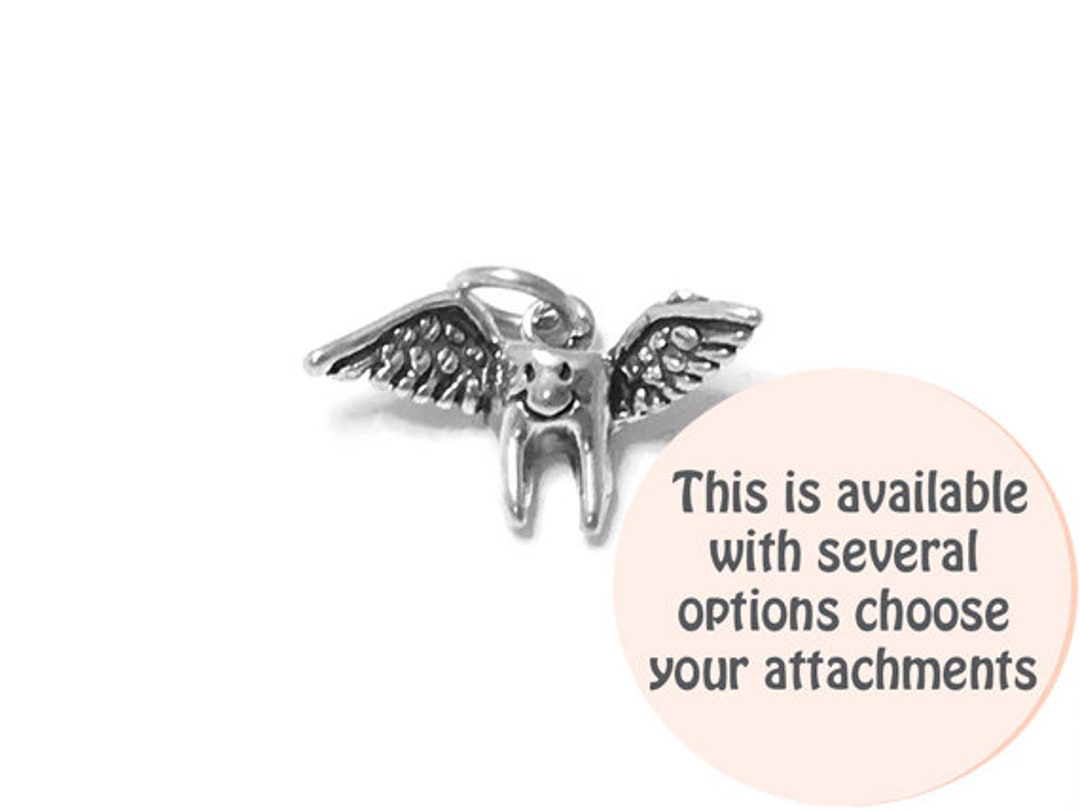 Tooth Fairy Charm Sterling Silver 12.5mm, Silver Fantasy Charms ...