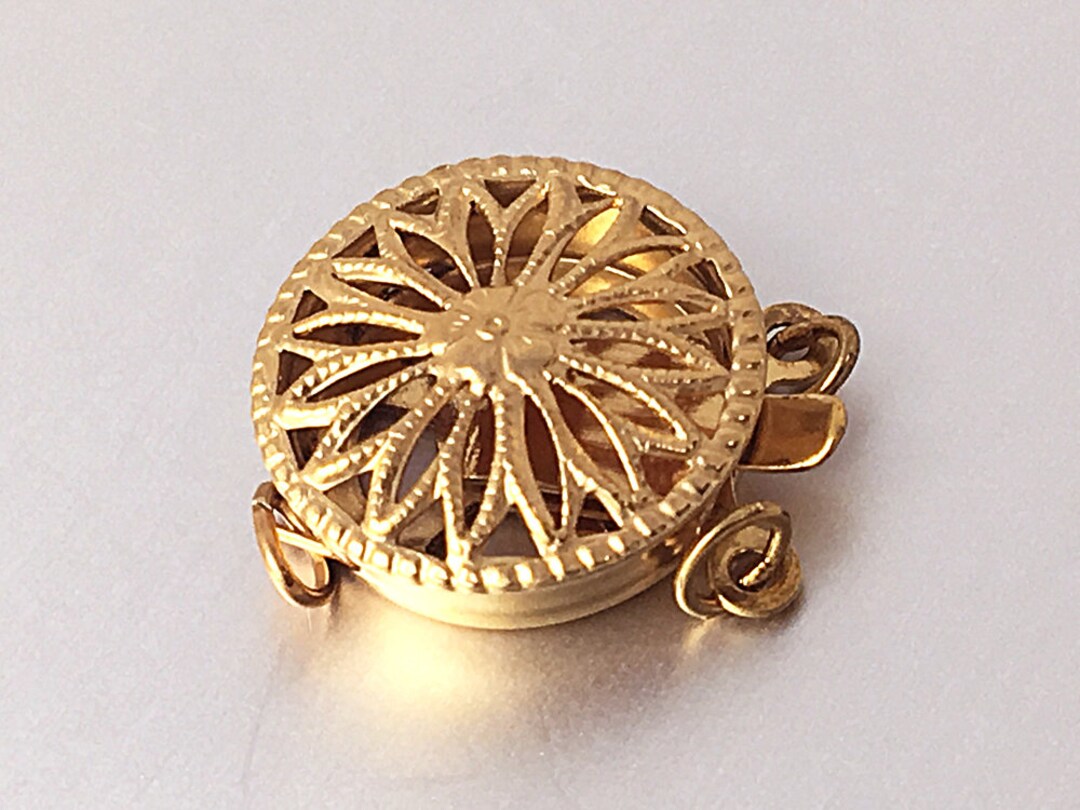 14K Gold Filled 12.5mm Round Filigree Pearl Clasp 2 Strand, 12.5mm ...