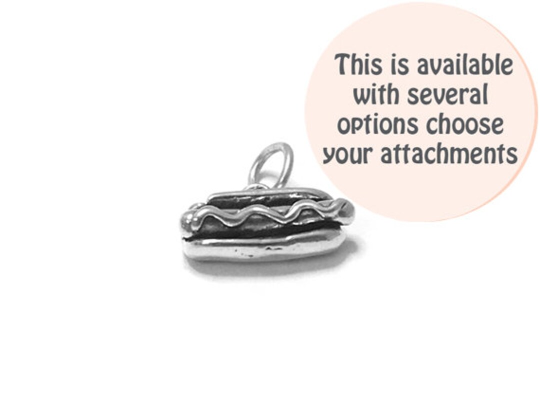 Hotdog Charm Sterling Silver 9.5mm, Silver Food Charms, Sterling Silver ...