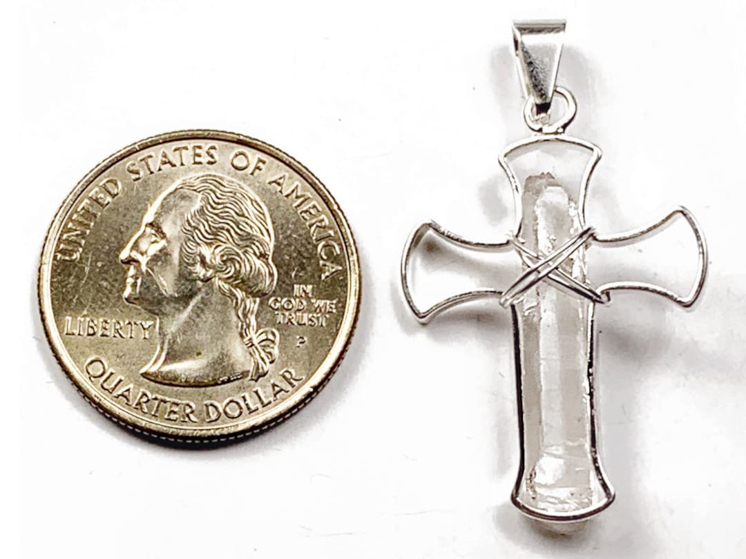 Crystal Quartz Cross With Silver Bezels - Handmade Cross Religious ...