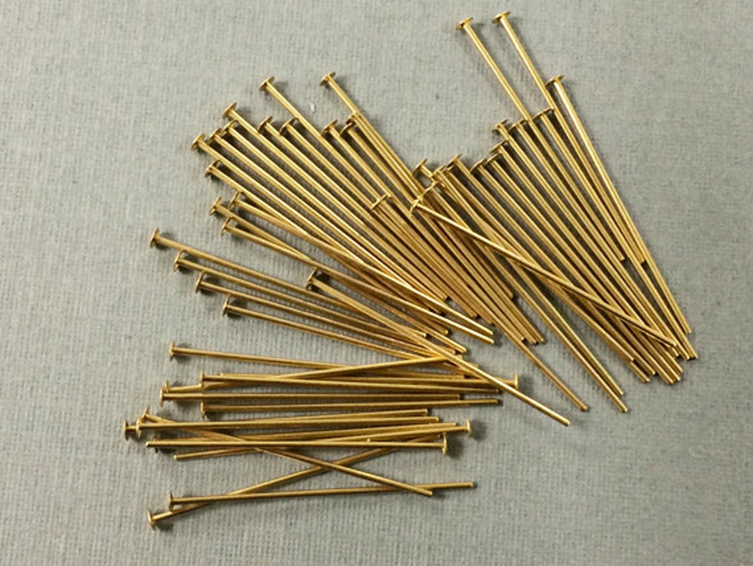 Gold Headpins, 14K Gold Filled Head Pins, 25 Pc, 3", 24 Gauge, 14 K ...