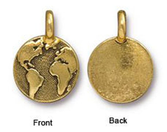 Globe Charms Gold 17x12mm Antique Gold Finish Tierracast Charms 94-2408 ...