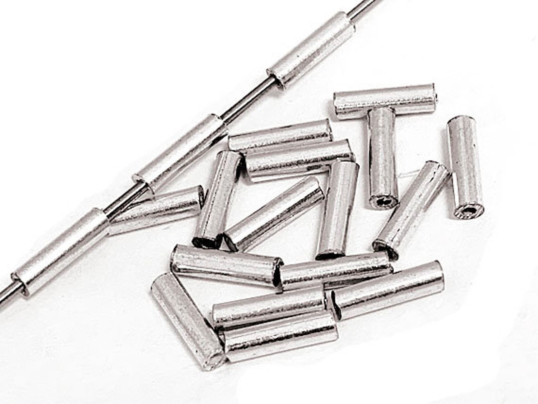 10 Sterling Silver 7.5mm Tube Beads, Plain Tube Beads 7.5x2mm, 1mm Hole ...