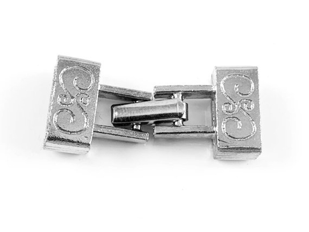 1 Pc 2 Strand Fold Over Clasp Made of White Metal With Rhodium Finish ...