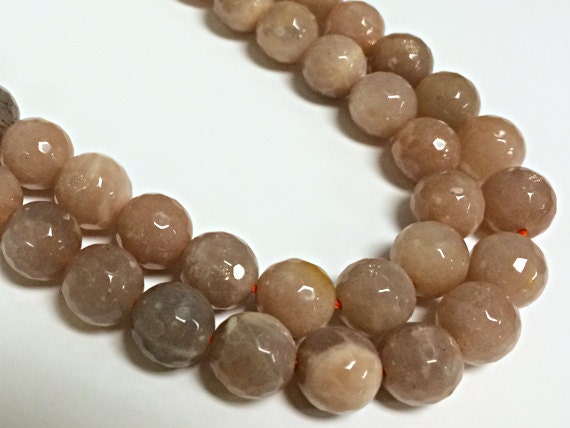 10mm Sun-stone Faceted Round Gemstone Beads Strand - Full Strand 40 ...