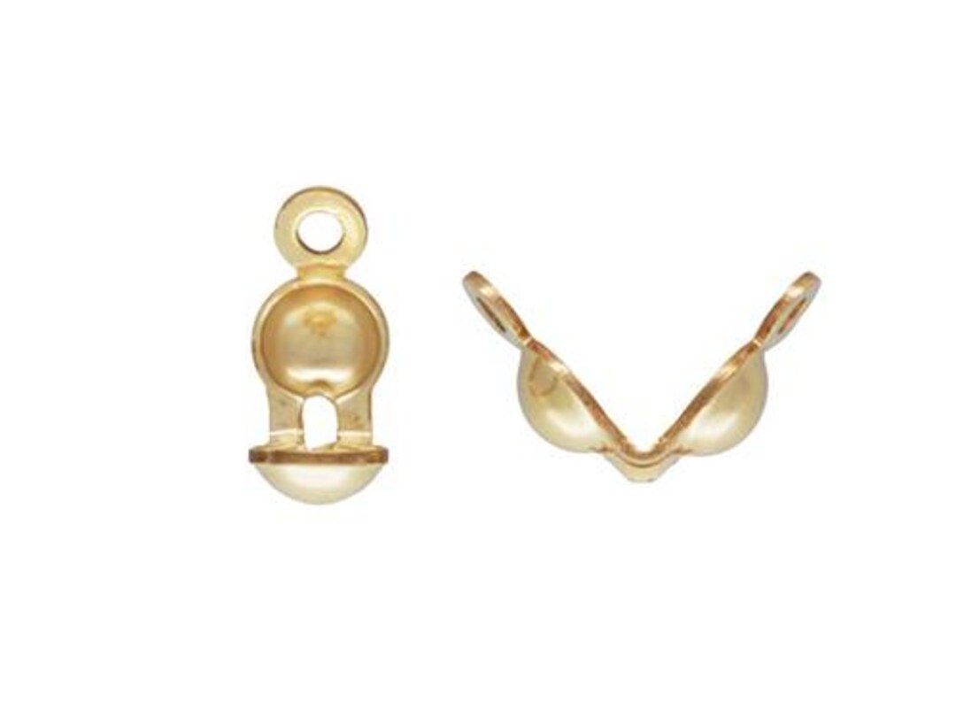 14K Gold Filled Clamshell Bead Tips With 2 Rings - End Covers Made in ...