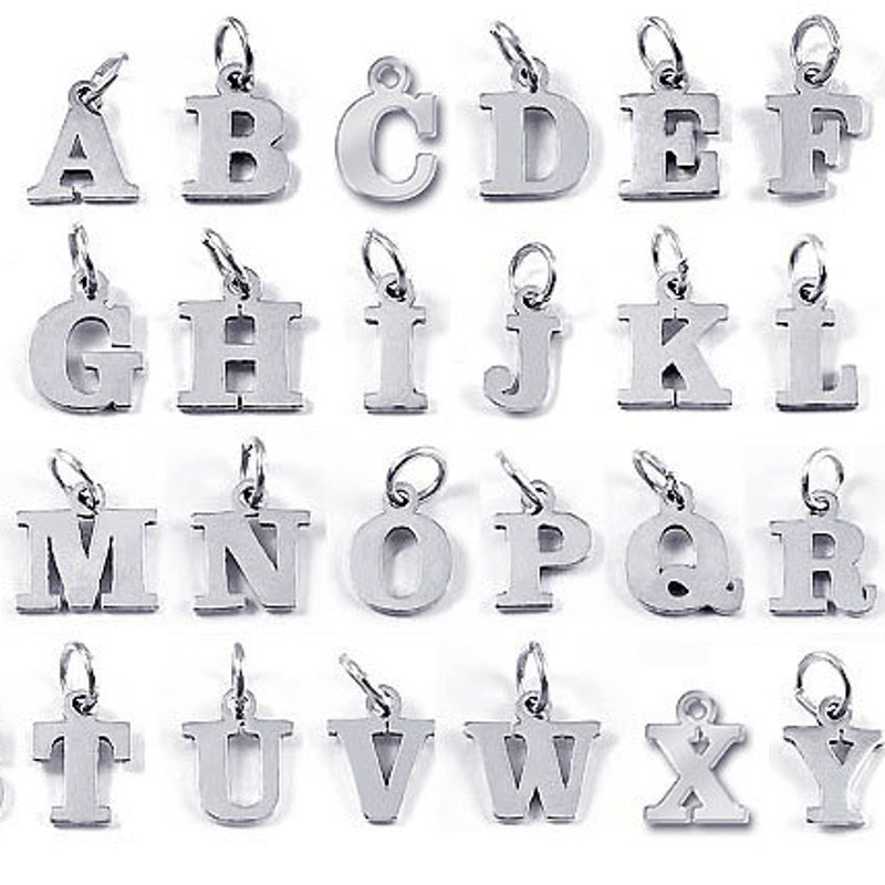 Sterling Silver Letters Charms - Etsy