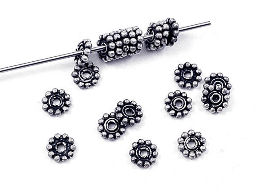 20 Pc Bali Silver Beads Antiqued, Bali Style Silver Beads, 1.35x6mm 10 ...