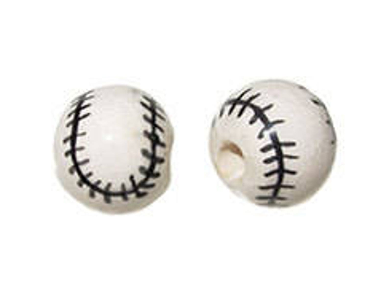 10pc 13mm Ceramic Baseball Sport Beads Team Sports Beads With - Etsy