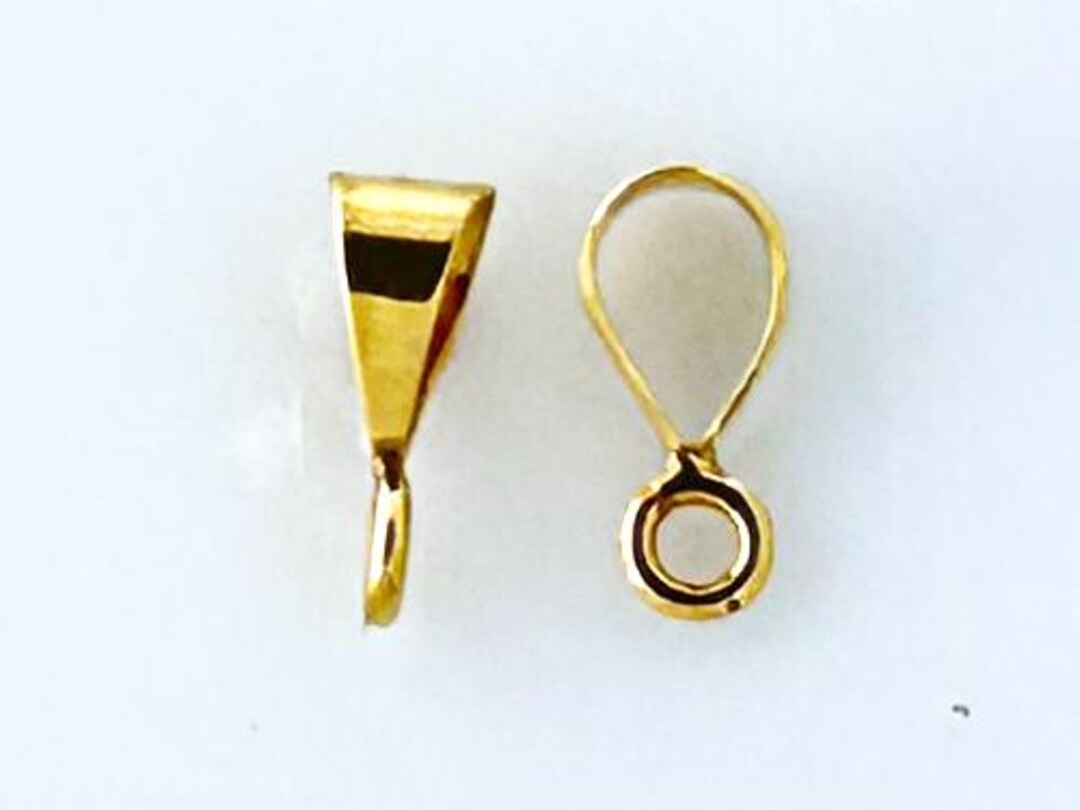 Bail With Open Parallel Ring Gold Plating on 925 Sterling Silver 5 Pcs ...