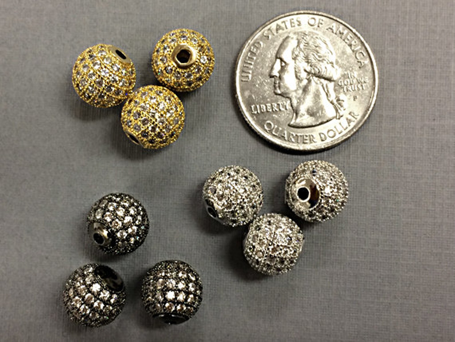 1 Pc 10mm CZ Micro Pave White Zircon Round Spacer Beads 1.5mm | Etsy
