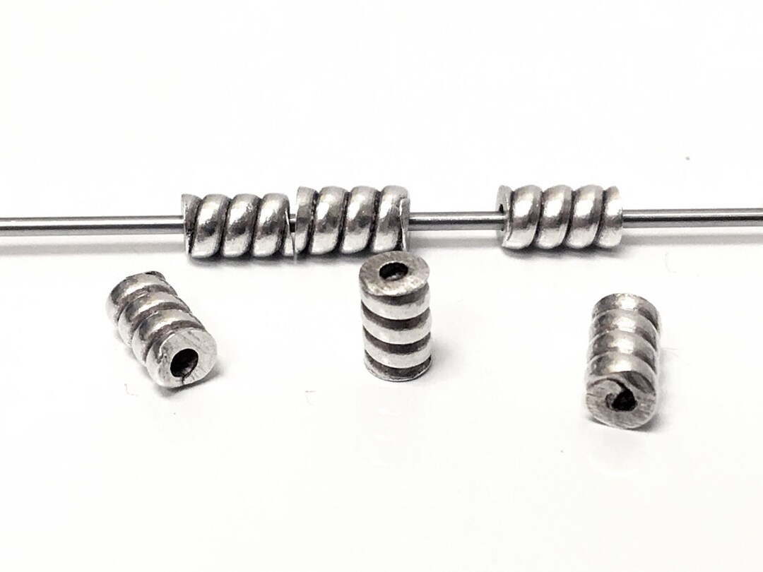 4 Pcs Sterling Silver Twisted Tube Beads 6 X 3.5mm, Sterling Silver ...