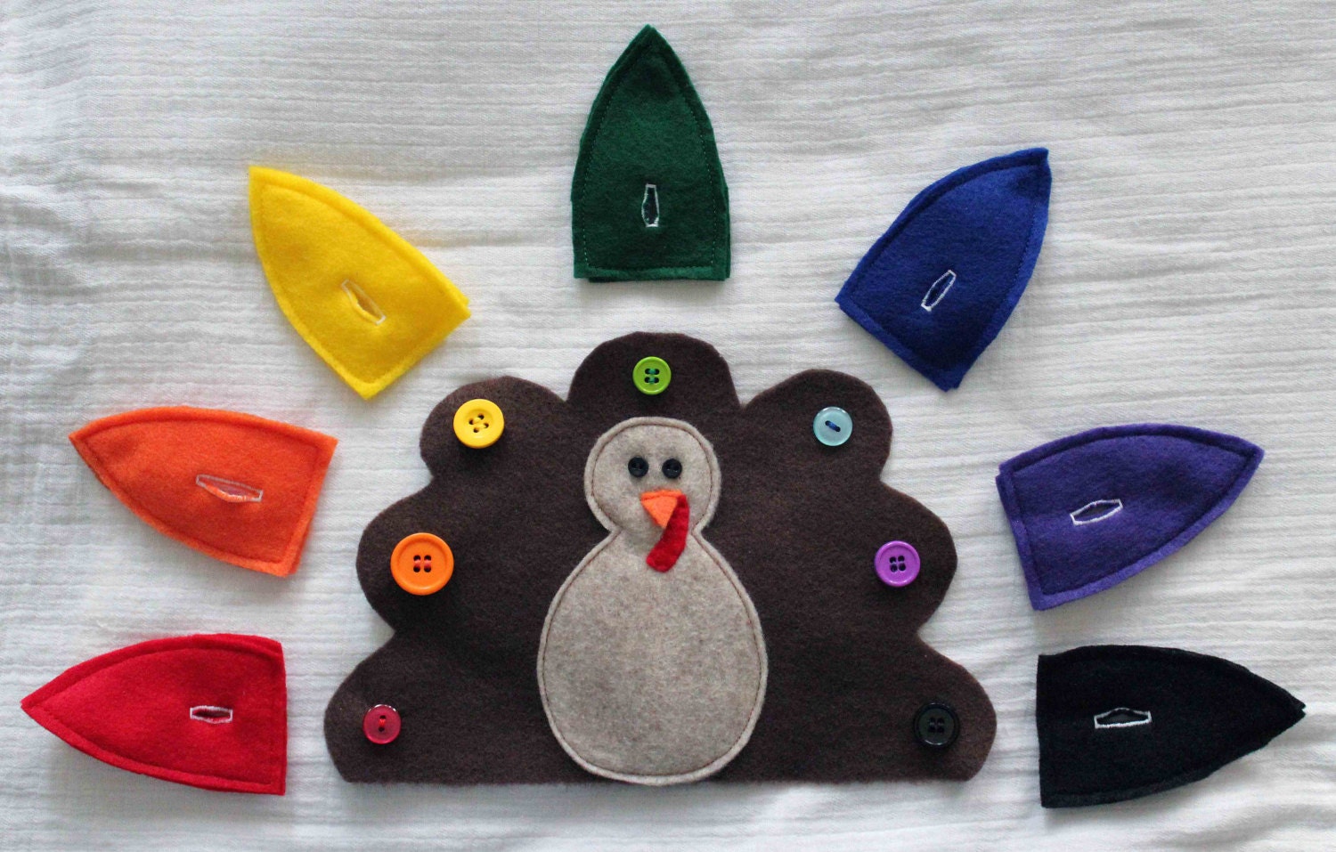 Turkey With Button on Feathers - Etsy