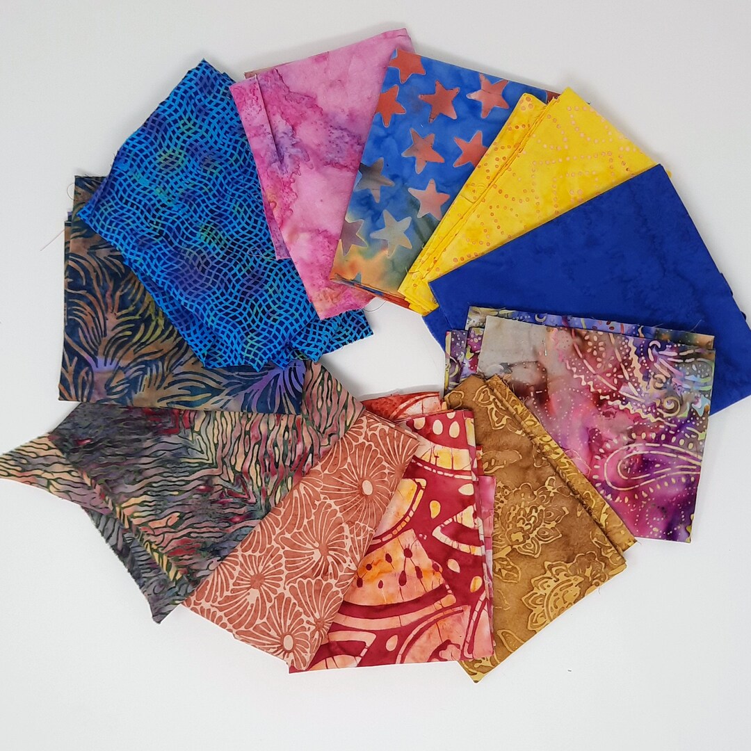 Assorted Batik Scrap Pack of Quality Cotton Fabrics - Half Pound+ of ...