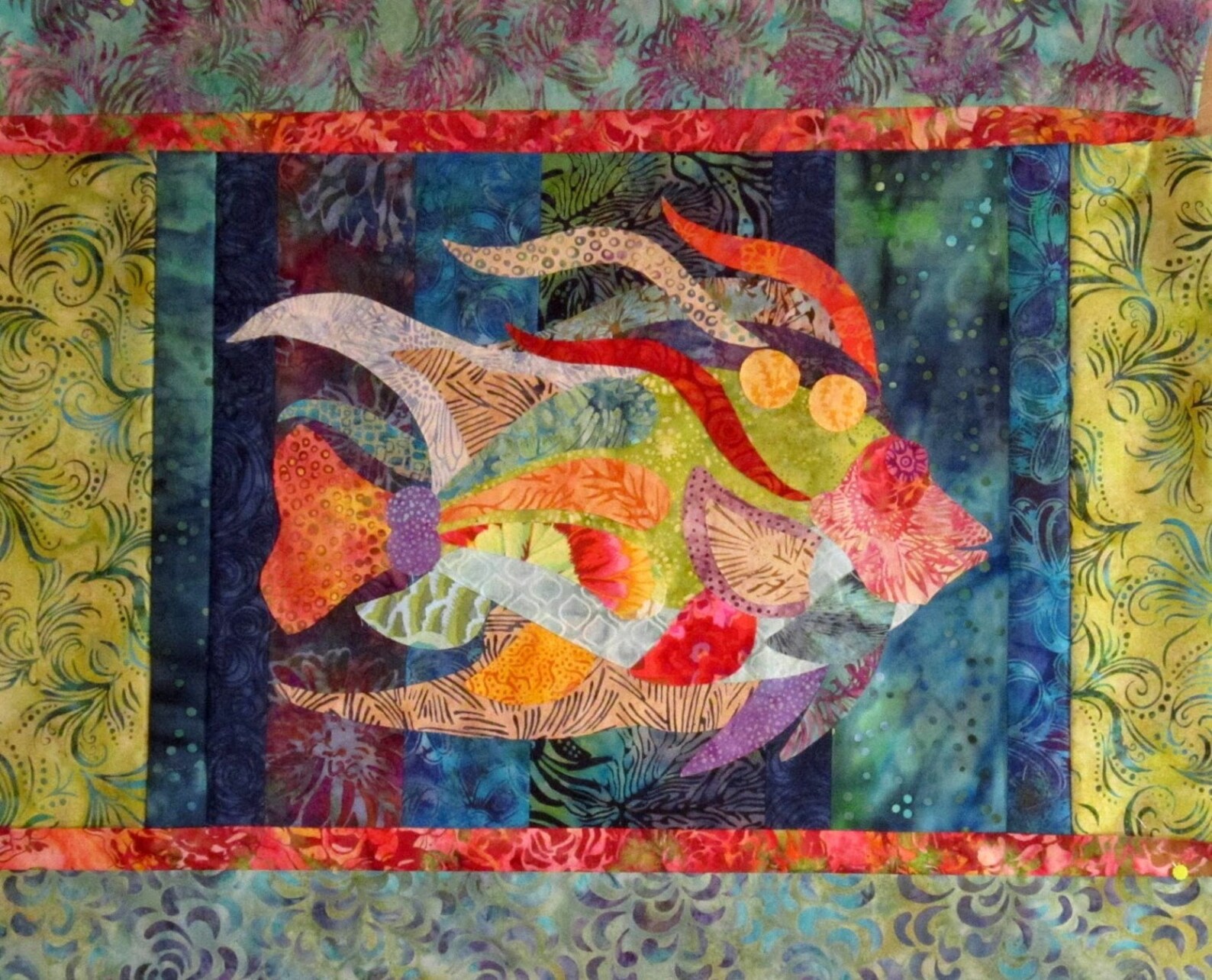 Caribbean Angel Fish Raw Edge Applique and Pieced Wall Quilt Pattern - Etsy