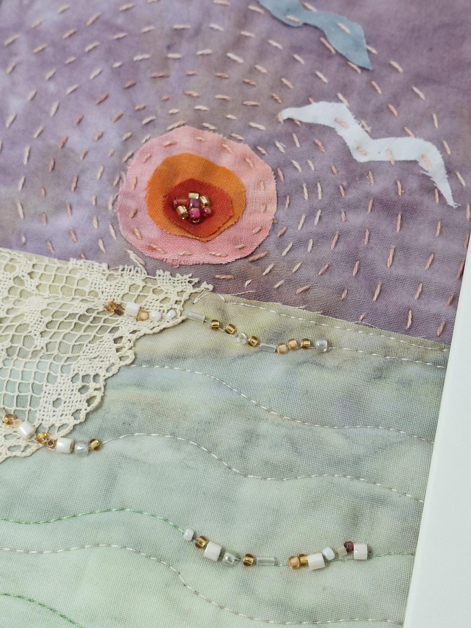 Sunset at the Beach - Fiber Art Landscape - Handmade Textile Art ...